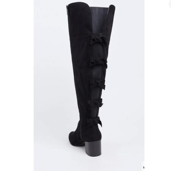 torrid | Shoes | New Torrid Black Over The Knee Boots Size 3 Women Wide Width Bows Faux Suede ...